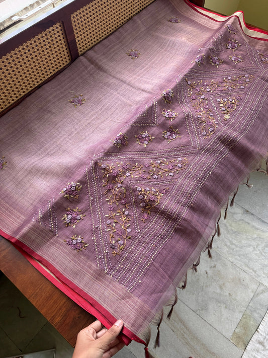 Tissue Linen Sarees – Kannamma Designs